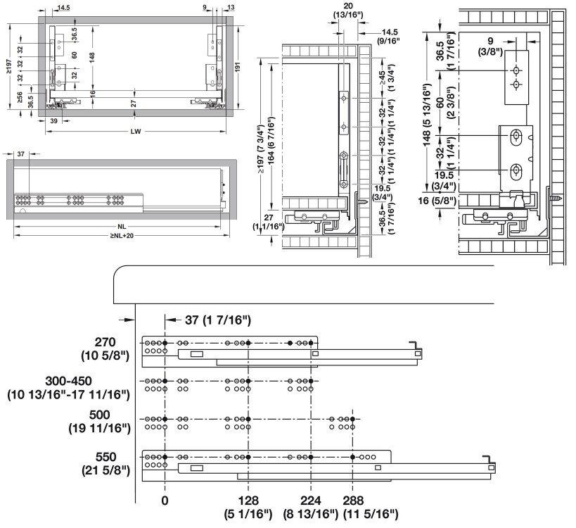 Matrix Box Slim A 30 kg 175mm High Soft and Smooth Closing - solmer.co.uk